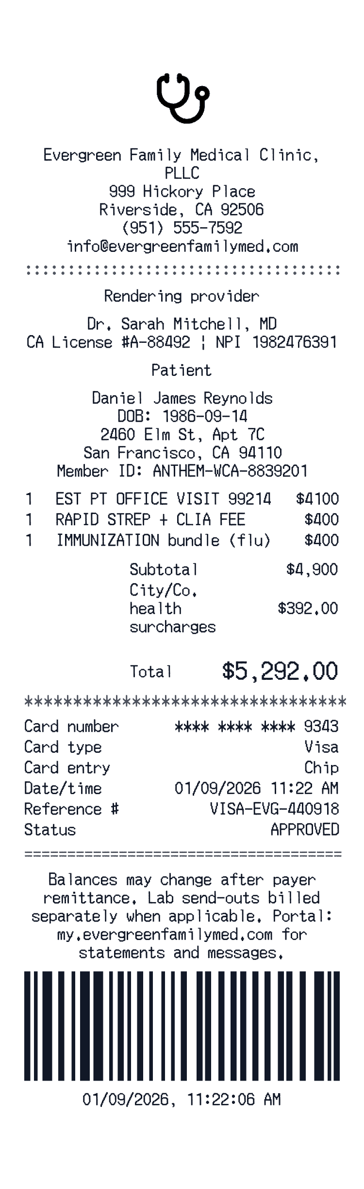 Generate Doctor Receipt